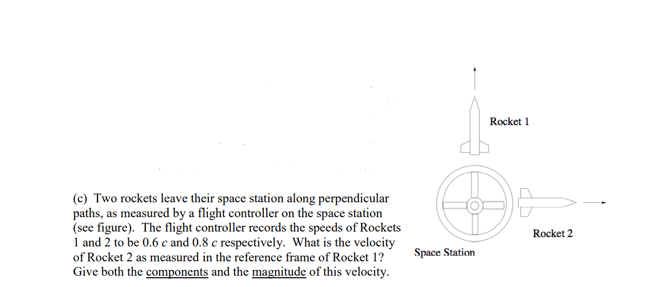 Solved Rocket 1 (c) Two rockets leave their space station | Chegg.com