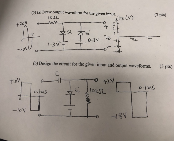 Solved (5) (a) Draw output waveform for the given input. e V | Chegg.com