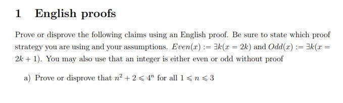 Solved English proofs Prove or disprove the following claims | Chegg.com