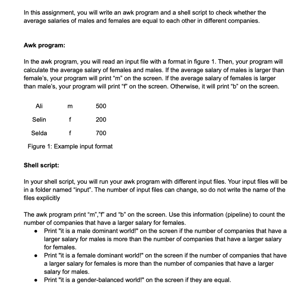Solved In this assignment, you will write an awk program and | Chegg.com