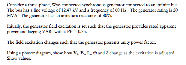 Solved Consider a three-phase, Wye-connected synchronous | Chegg.com