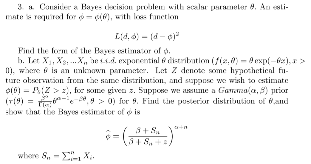Solved 3. a. Consider a Bayes decision problem with scalar | Chegg.com