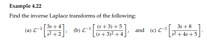 Solved Example 4.22Find the inverse Laplace transforms of | Chegg.com