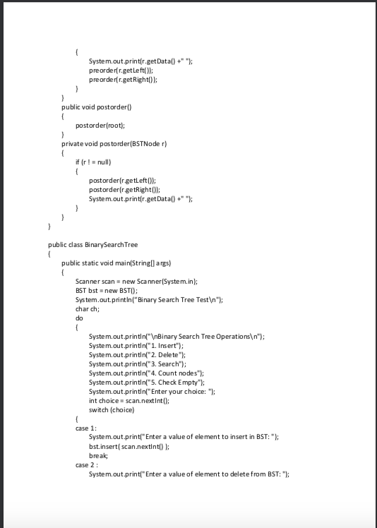Solved import java.util.Scanner; class BSTNode BST Node | Chegg.com