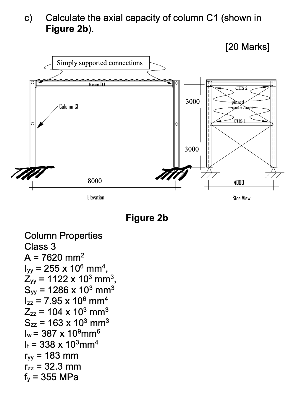 Solved c) Calculate the axial capacity of column C1 (shown | Chegg.com
