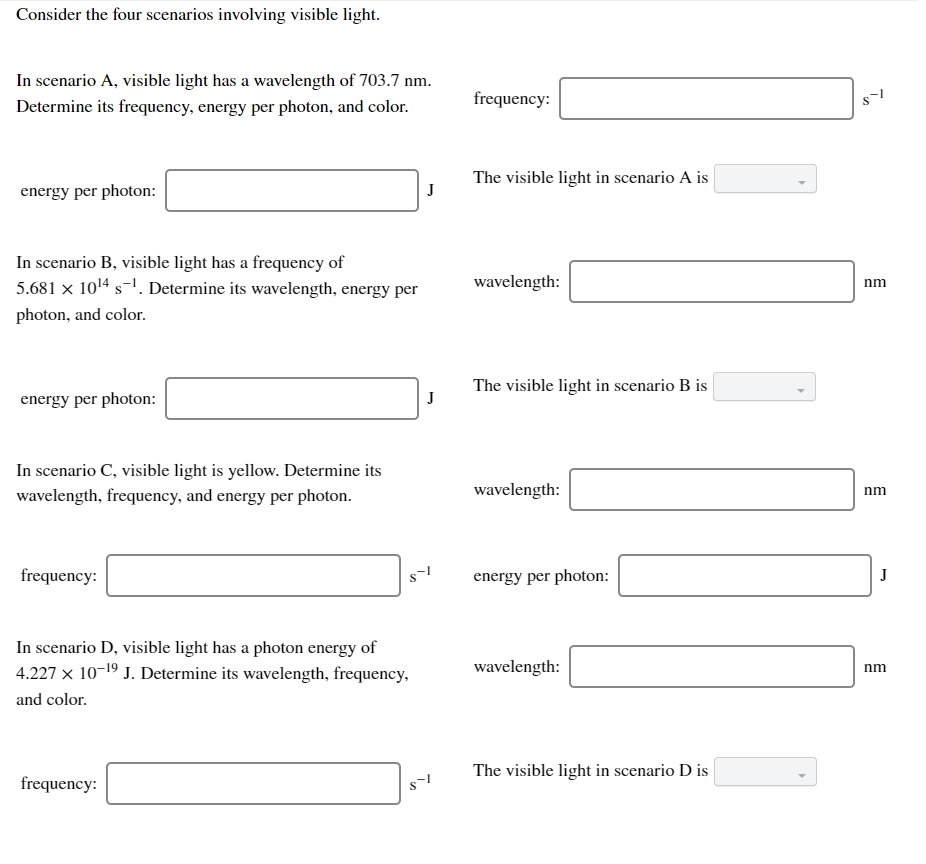Solved Consider the four scenarios involving visible light. | Chegg.com Solved Consider the four scenarios involving visible light. | Chegg.com