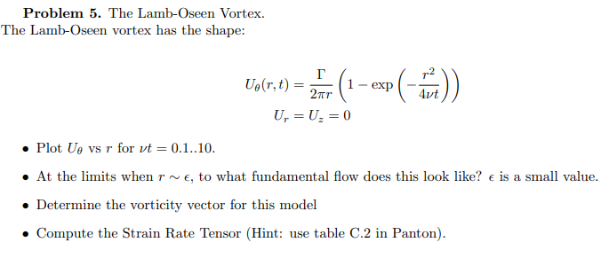 Problem 5. The Lamb-Oseen Vortex The Lamb-Oseen | Chegg.com