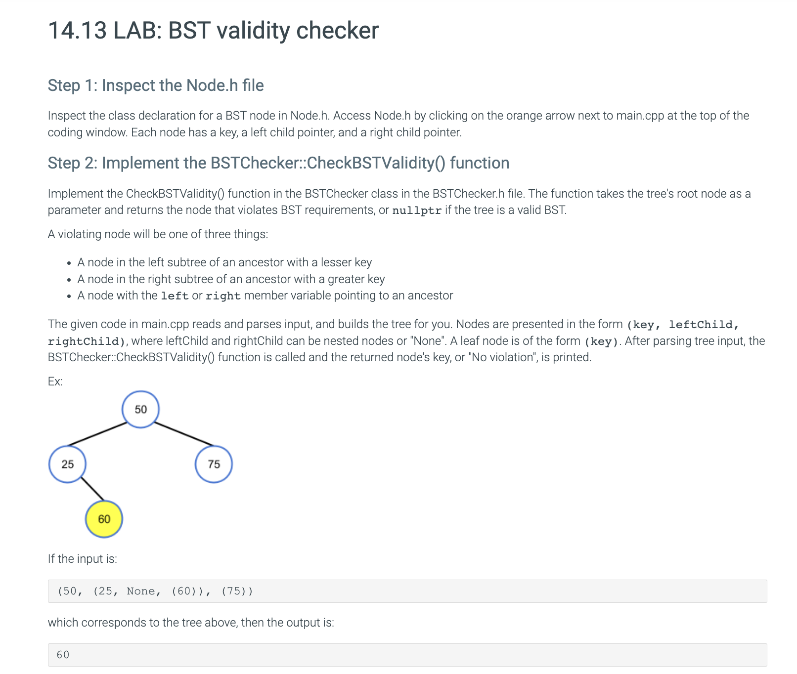 Solved Inspect the class declaration for a BST node in | Chegg.com
