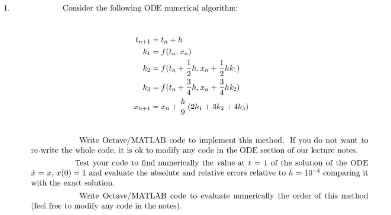 Solved 1. Consider the following ODE numerical algorithm: + | Chegg.com