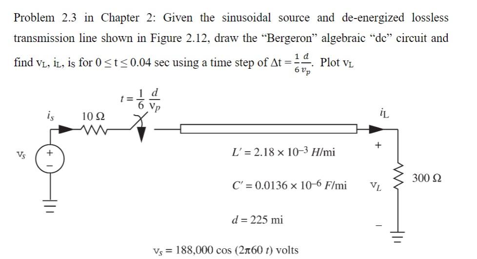 Solved Problem 2.3 in Chapter 2: Given the sinusoidal source | Chegg.com