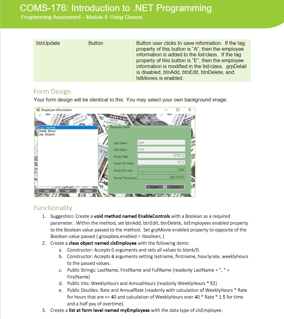 Solved COMS-1/6: Introduction to .NEI Programming | Chegg.com