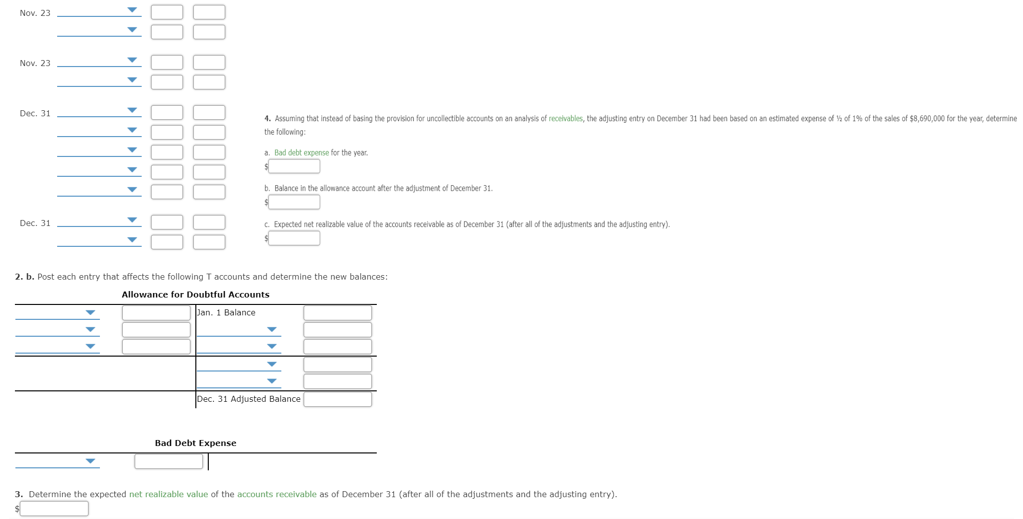Solved Allowance method entries The following transactions | Chegg.com