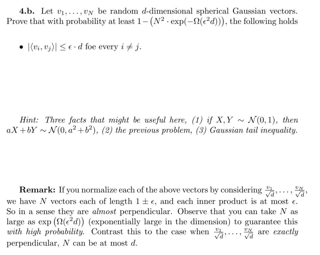 4.b. Let V1, ..., Un be random d-dimensional | Chegg.com