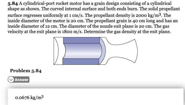 Solved 5.84 A cylindrical-port rocket motor has a grain | Chegg.com