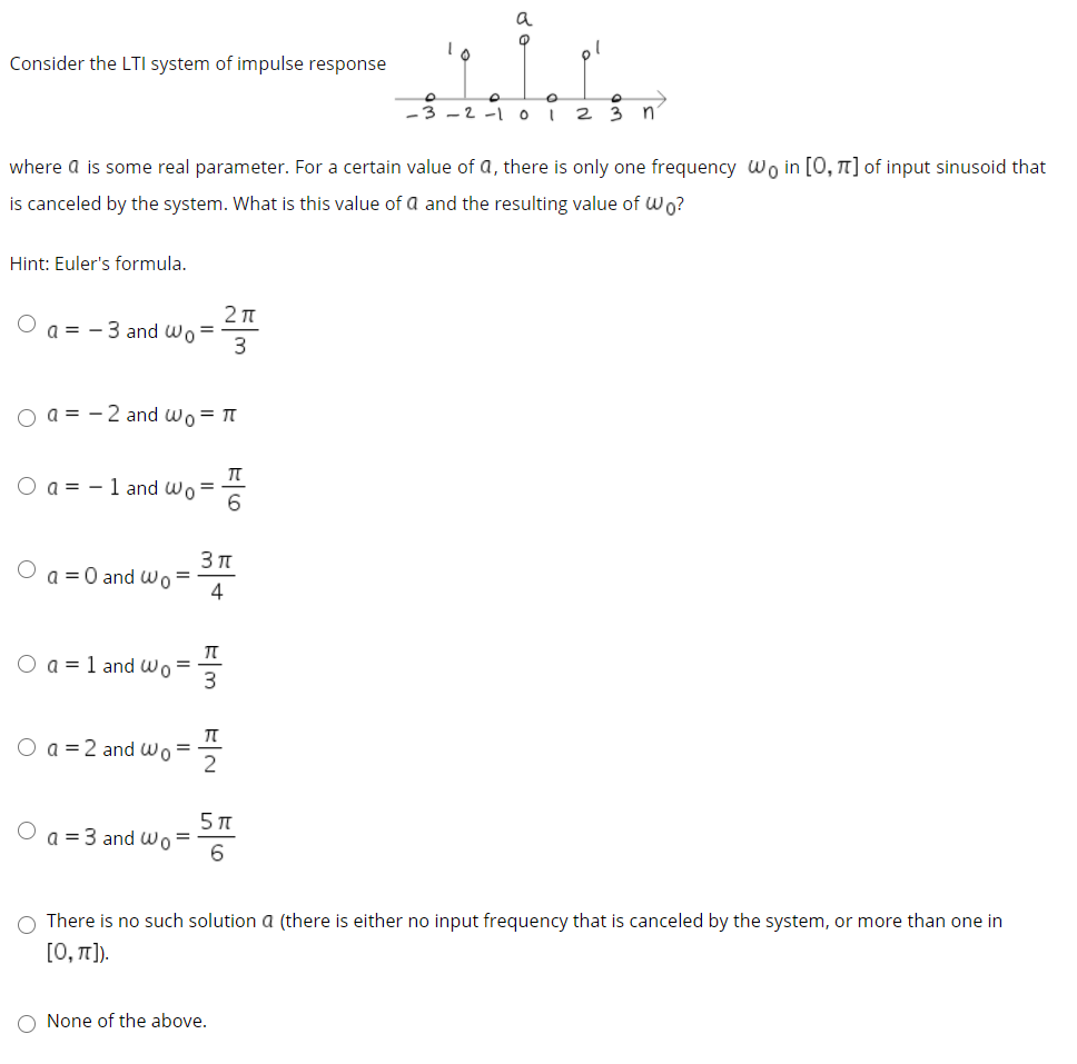 Solved а a 0 la Consider the LTI system of impulse response | Chegg.com