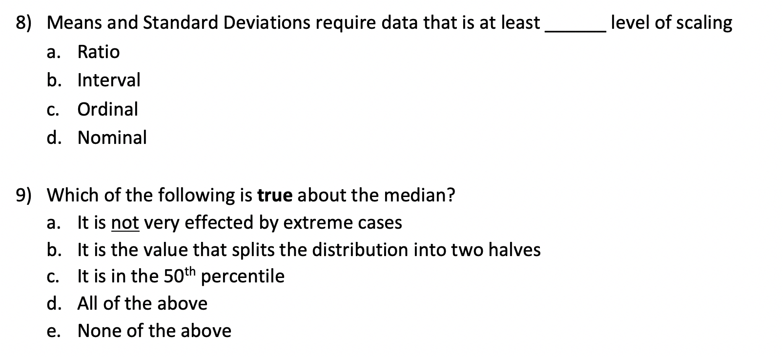 Solved level of scaling 8) Means and Standard Deviations | Chegg.com