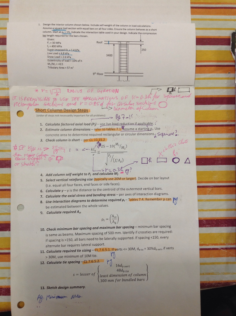 1. Design the interior column shown below. Include | Chegg.com