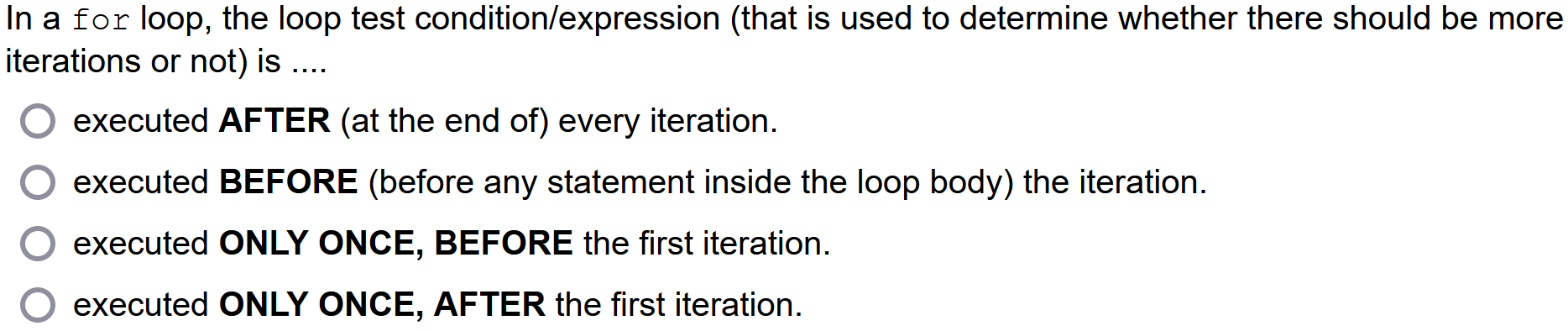 Solved In a for loop, the loop test condition/expression | Chegg.com
