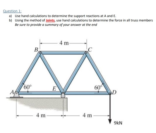 Solved Question 1: a) Use hand calculations to determine the | Chegg.com