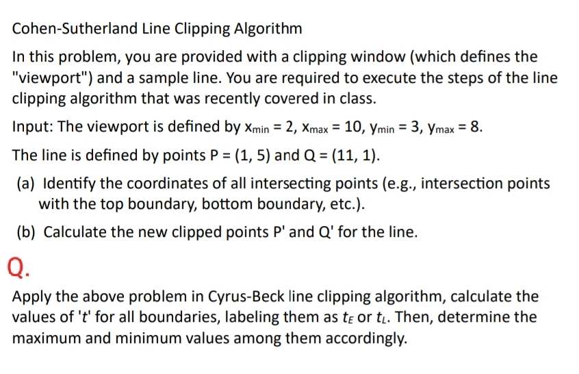 Solved Cohen-Sutherland Line Clipping AlgorithmIn this | Chegg.com