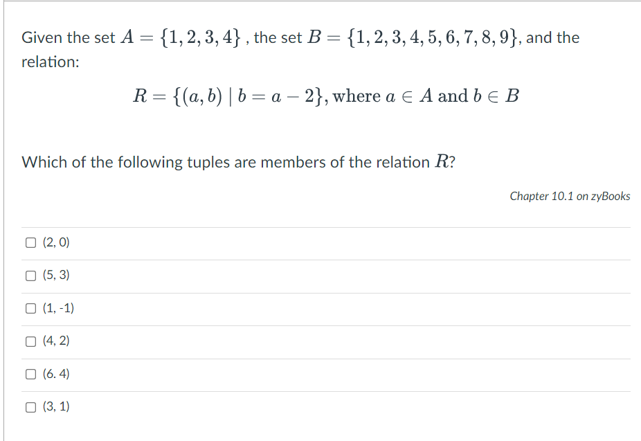 Solved 1. Consider the set A={1,2,3,4,5,6} and the relations | Chegg.com