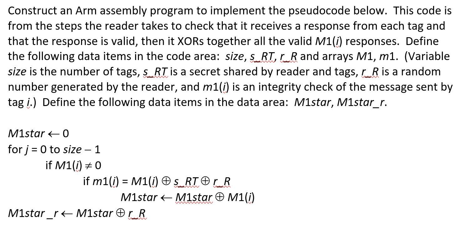Solved Construct an Arm assembly program to implement the | Chegg.com