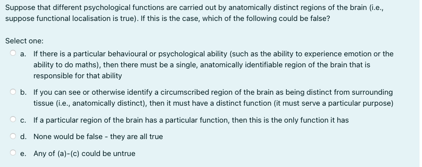 Solved Suppose that different psychological functions are | Chegg.com