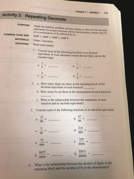 Solved Chapter 7 Activity 2 115 Activity 2: Repeating | Chegg.com