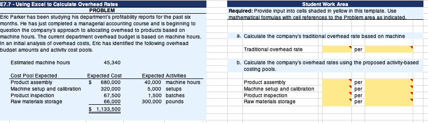 Solved Student Work Area Required: Provide input into cells | Chegg.com