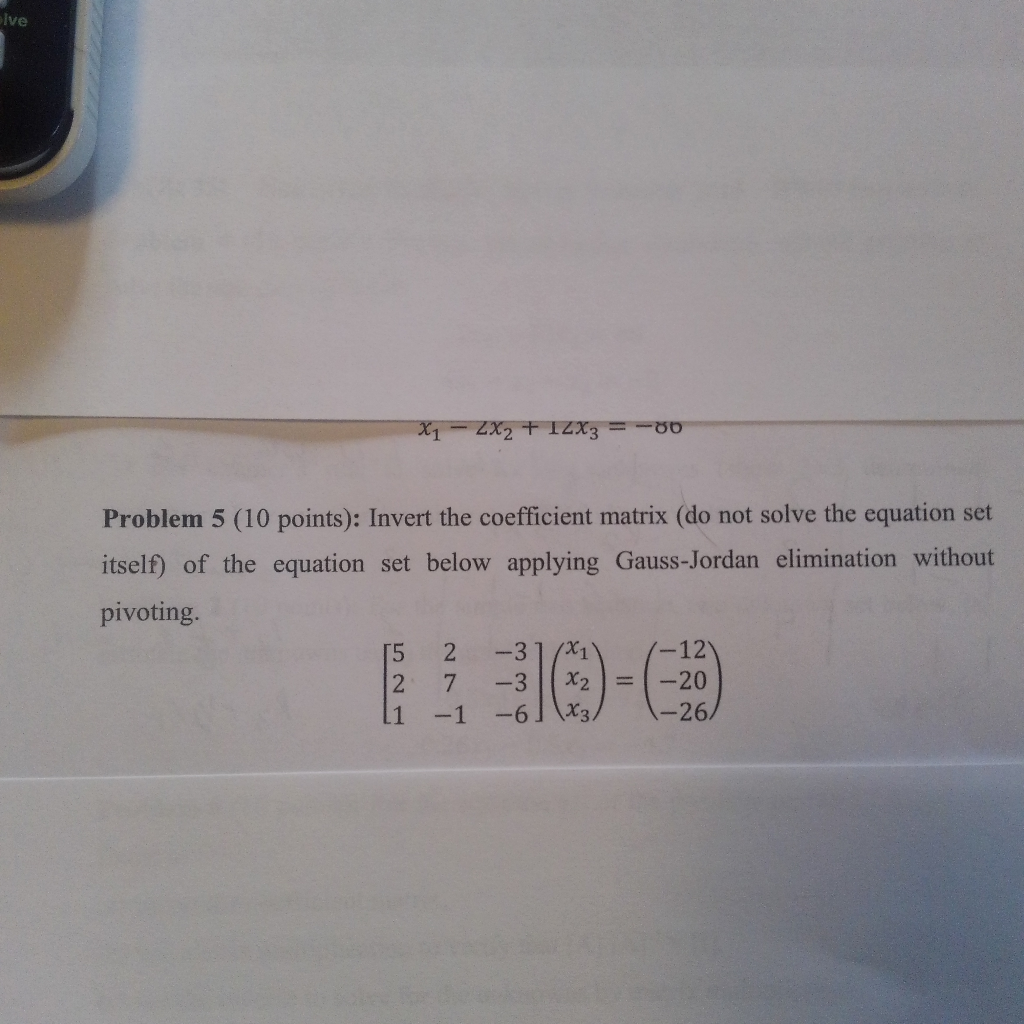 Solved lve Problem 5 (10 points): Invert the coefficient | Chegg.com
