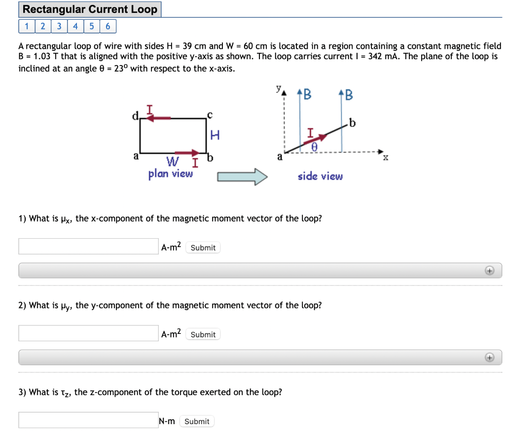 Solved Rectangular Current Loop 1 1 2 3 4 5 6 A rectangular | Chegg.com