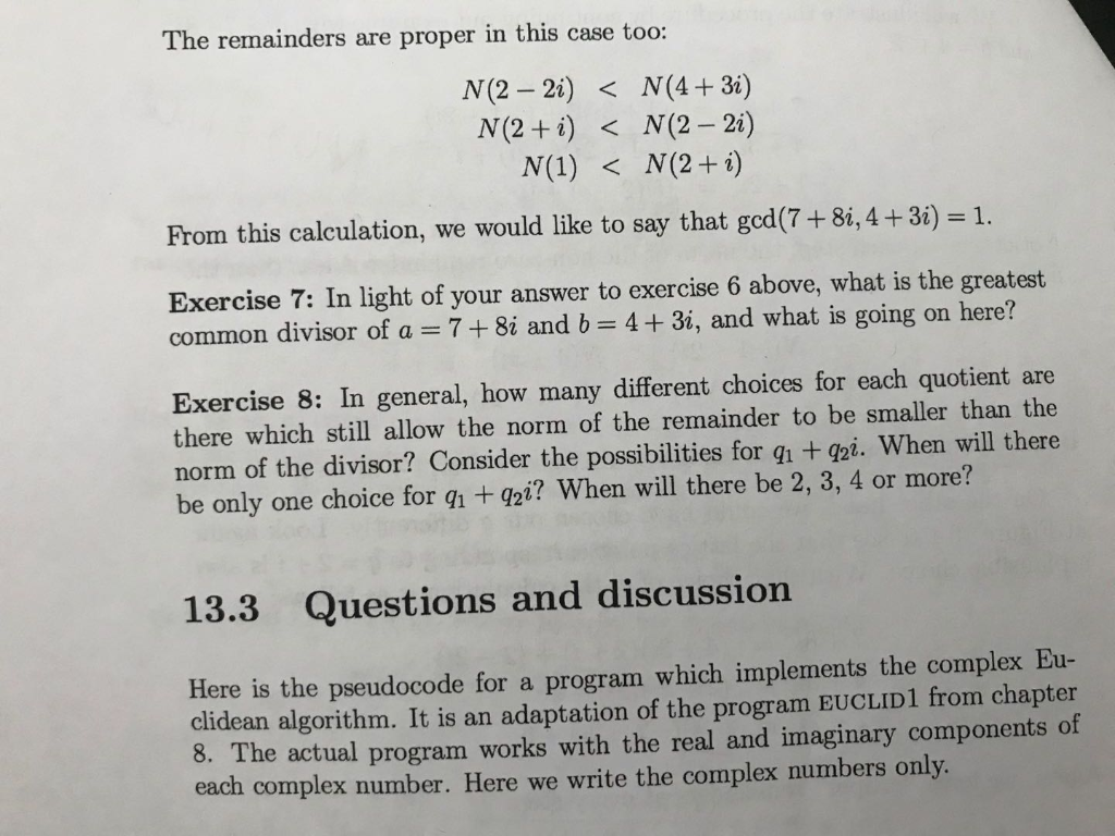 Solved This chapter is about the Euclidean Algorithm for | Chegg.com