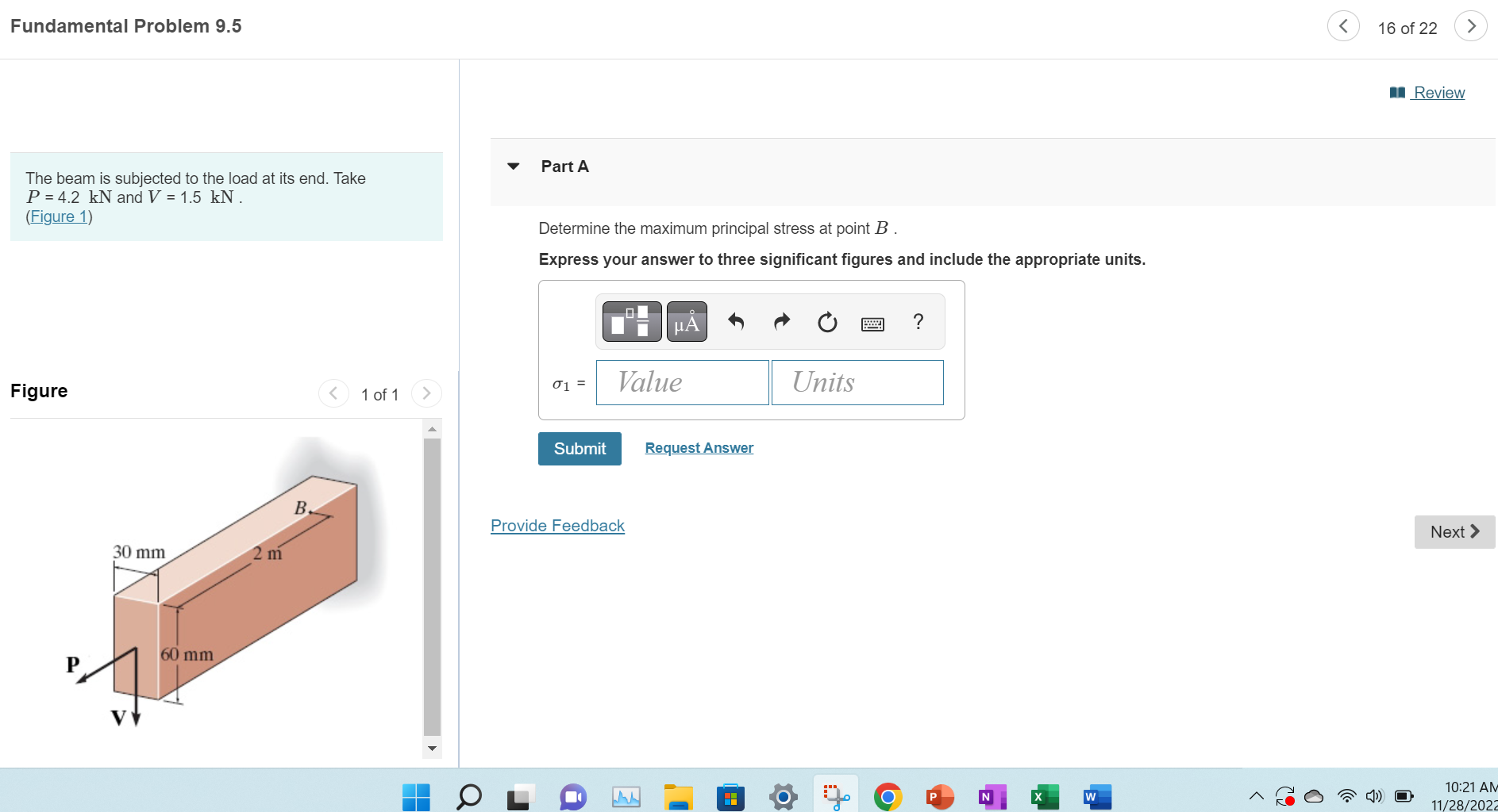 Solved The beam is subjected to the load at its end. Take | Chegg.com
