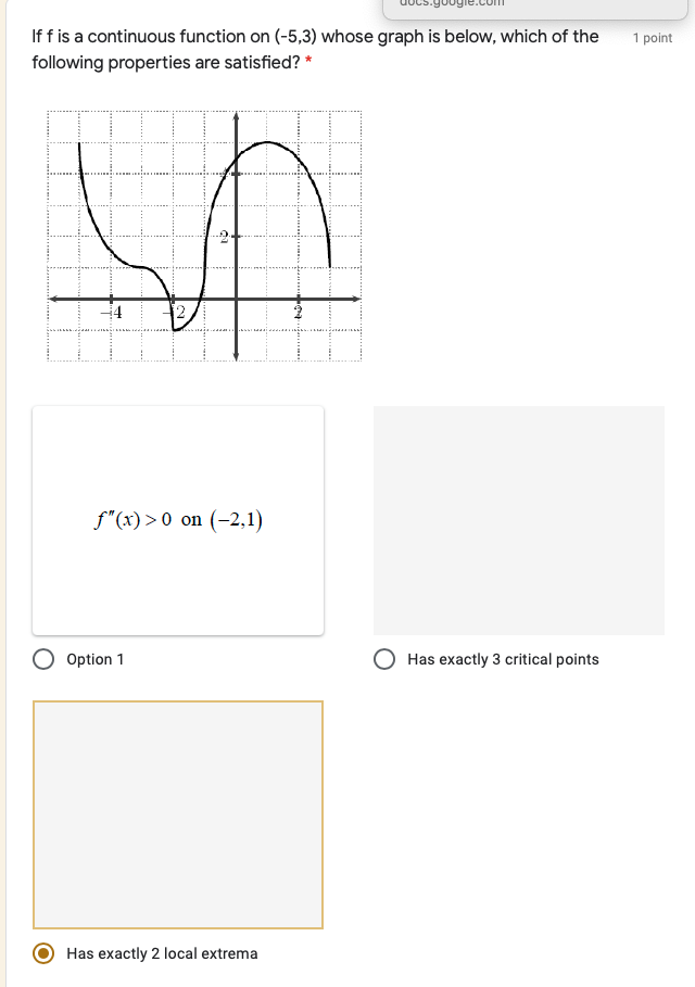 Solved 1 point Iff is a continuous function on (-5,3) whose | Chegg.com