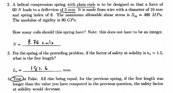 Solved 2. A helical compression spring with plain eils is to | Chegg.com