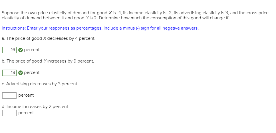 Solved Suppose the own price elasticity of demand for good X | Chegg.com