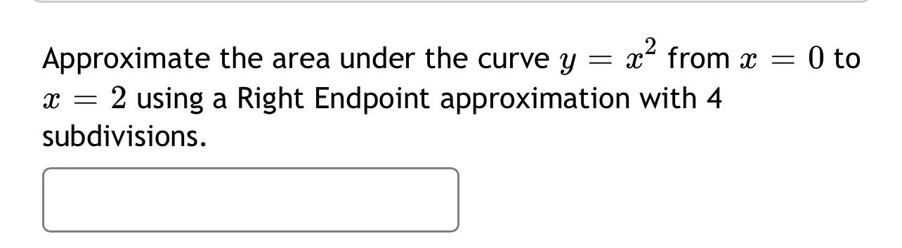 Solved Approximate the area under the curve y = x2 from x = | Chegg.com