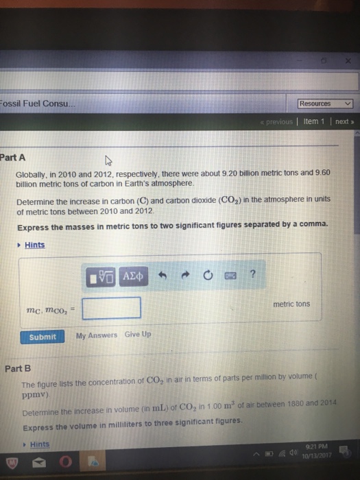 Solved ossil Fuel Consu. previous | Item 1 | next » Part A | Chegg.com