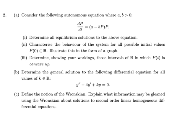 Solved (a) Consider the following autonomous equation where | Chegg.com