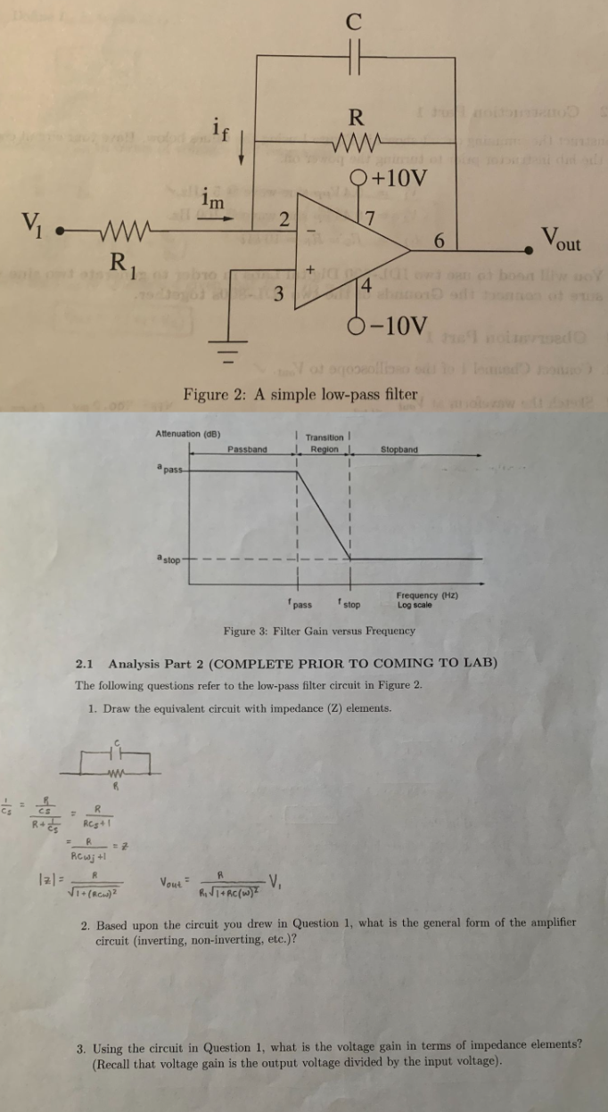 Figure 2: A simple low-pass filter 2.1 Analysis Part | Chegg.com