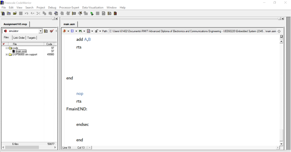 Solved E Freescale CodeWarrior File Edit View Search Project | Chegg.com