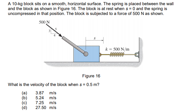 Solved A 10-kg block sits on a smooth, horizontal surface. | Chegg.com