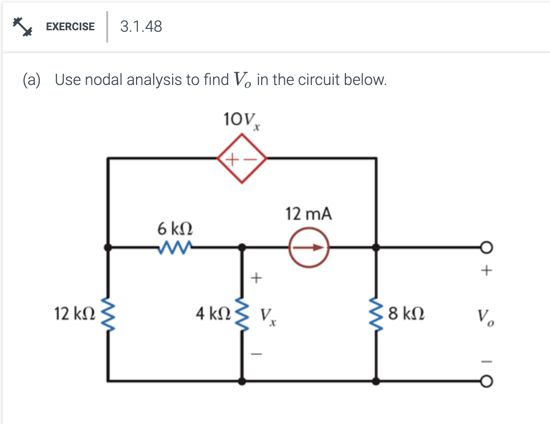 Solved (a) Use nodal analysis to find Vo in the circuit | Chegg.com