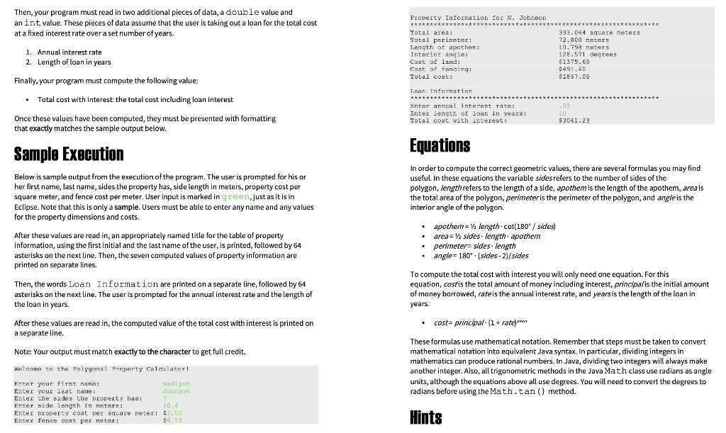 Solved Specification Your program must first read in six | Chegg.com