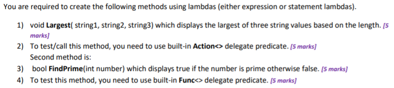 Solved You are required to create the following methods | Chegg.com