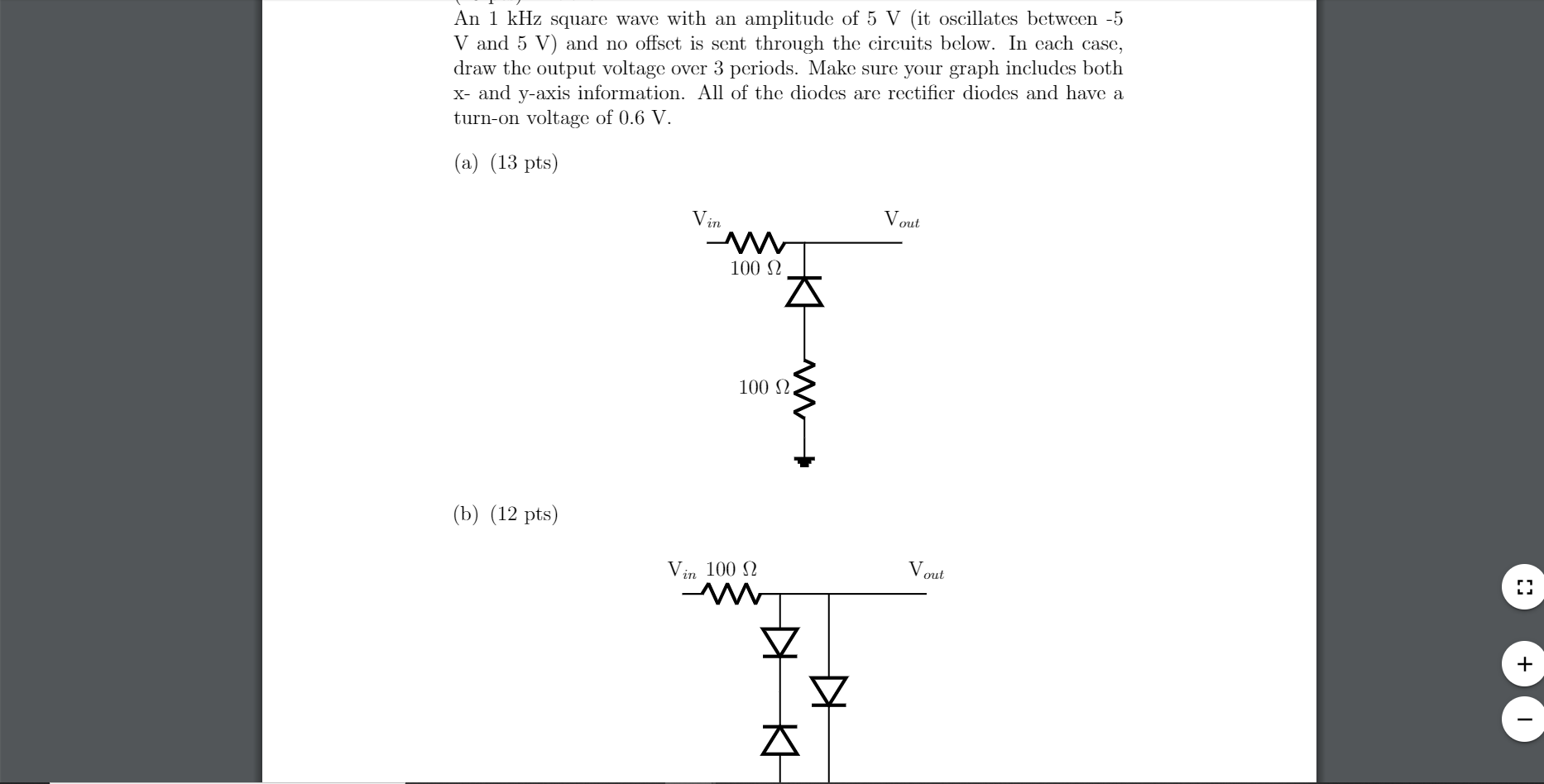 Solved An 1 kHz square wave with an amplitude of 5 V (it | Chegg.com