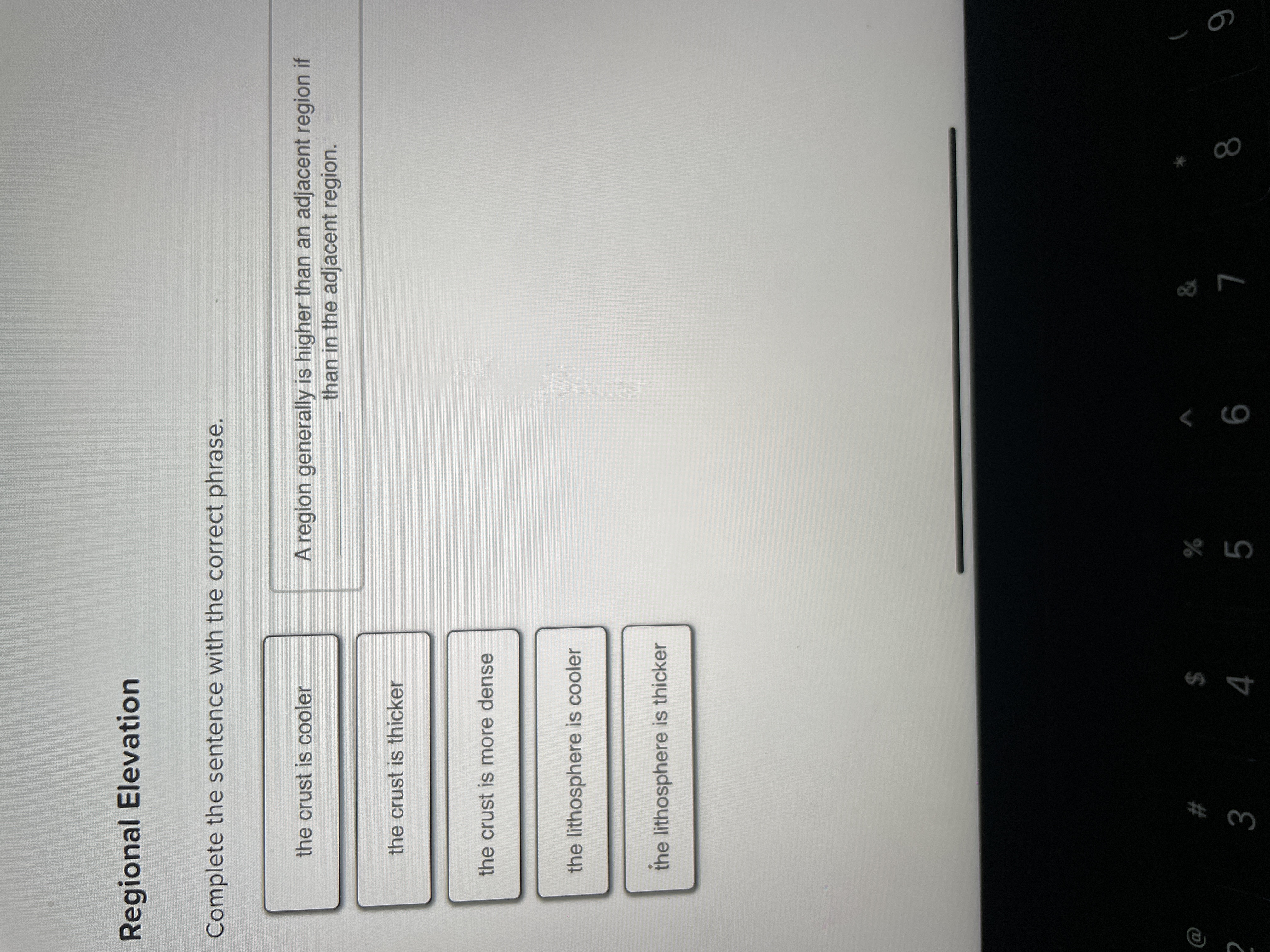 Solved Regional ElevationComplete the sentence with the | Chegg.com