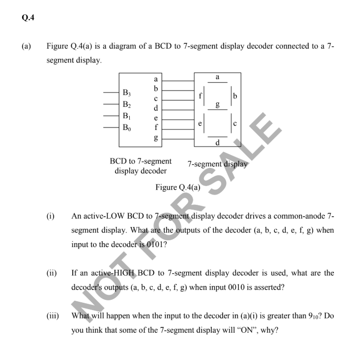 Solved Q.4 (a) Figure Q.4(a) is a diagram of a BCD to | Chegg.com