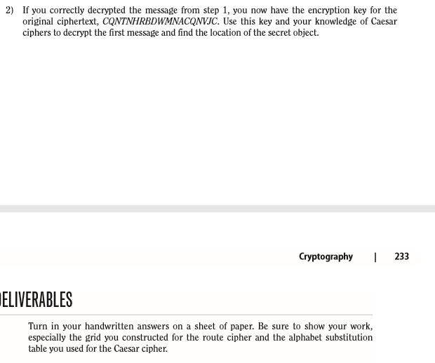 Solved The decryption for step 1 is : THE CIPHER KEY IS NINE | Chegg.com