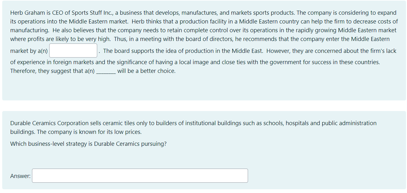 Solved Herb Graham is CEO of Sports Stuff Inc., a business | Chegg.com